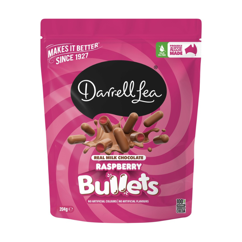 Darrell Lea Bullets Milk Chocolate Raspberry 204g – My Sweeties